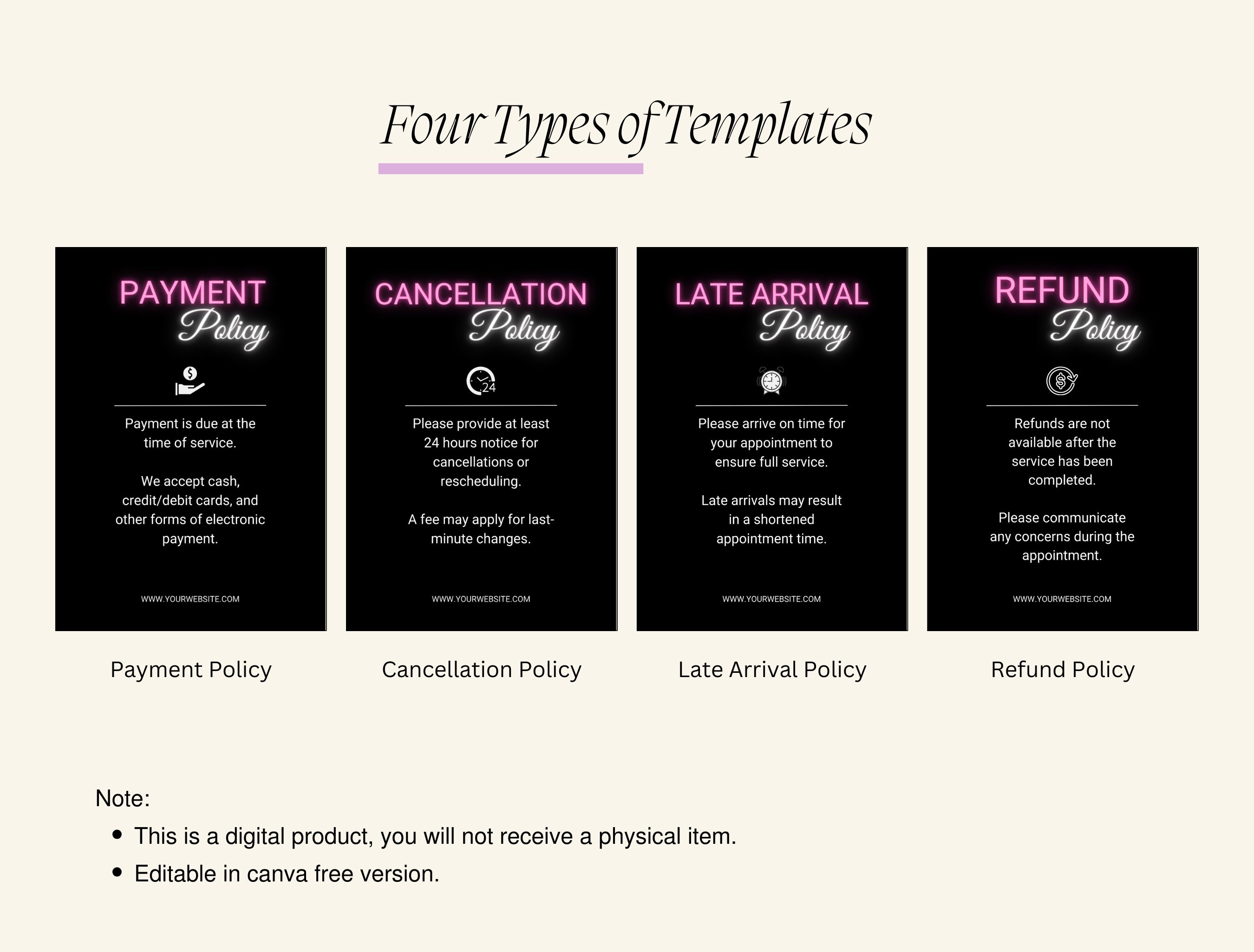 Editable Booking, Refund and Cancellation Policy, Term and Condition ...