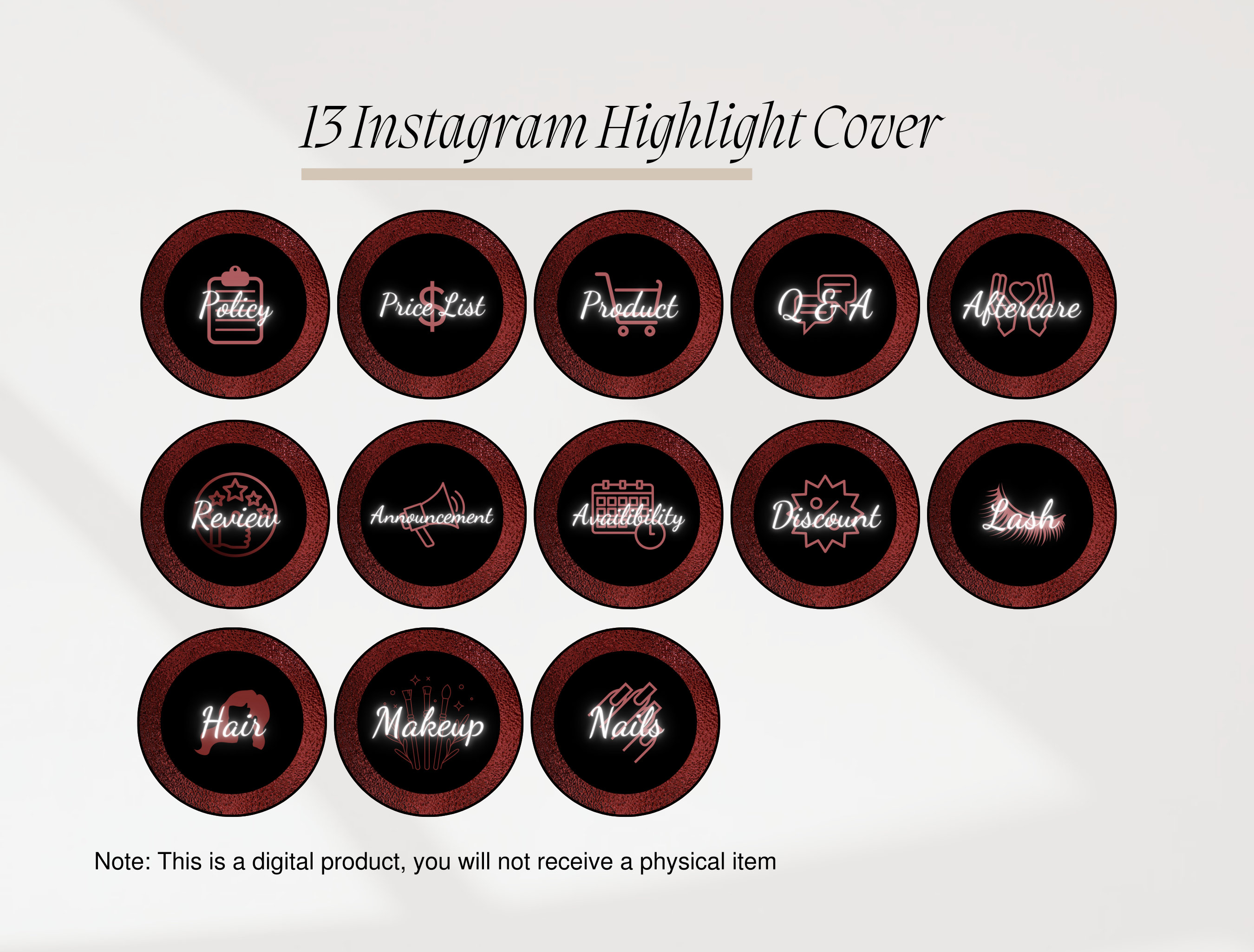 Editable Instagram Black and Maroon Highlight Icon Cover for Lash ...
