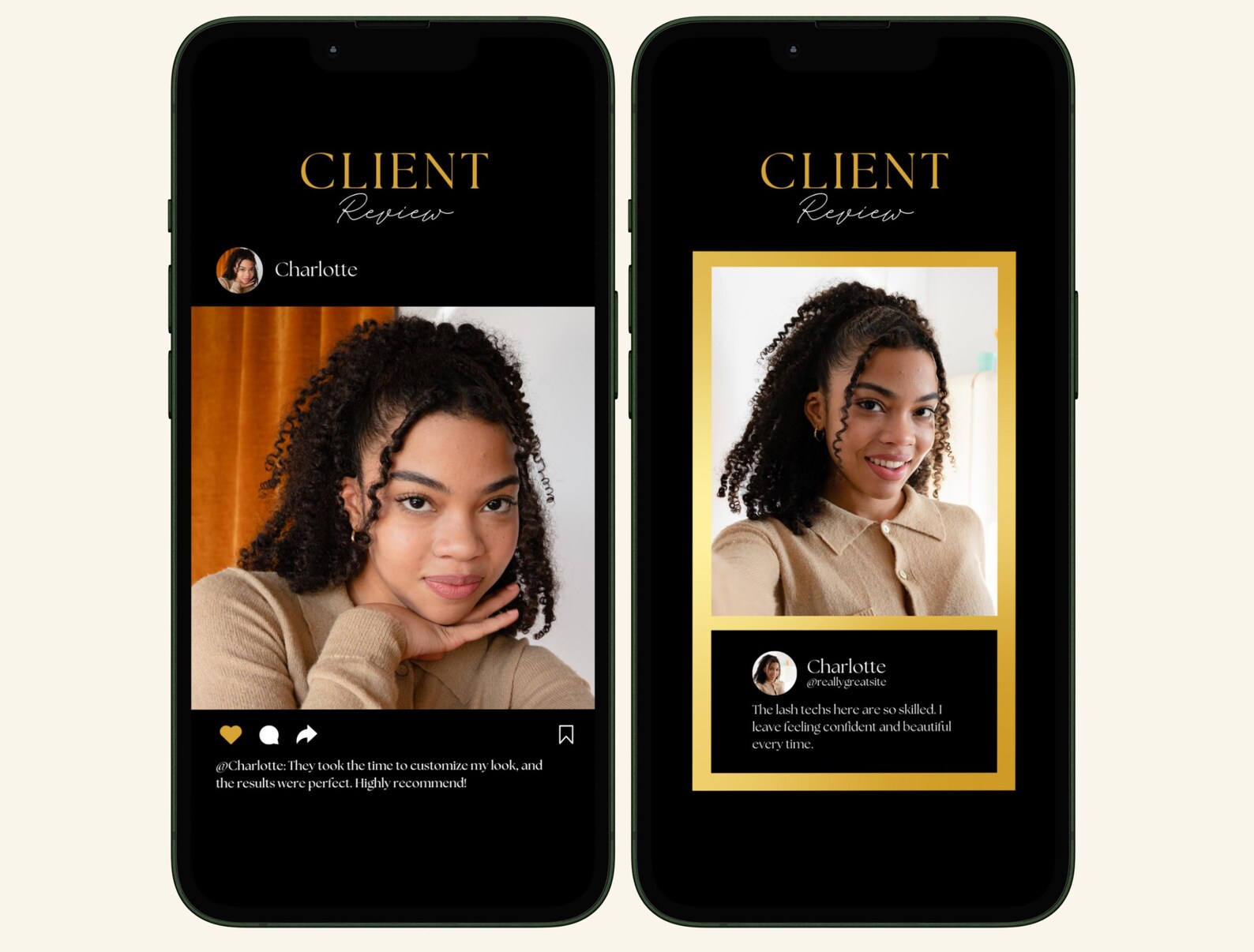 Editable Lash Salon Client Review Template | Canva Instagram Post IG ...