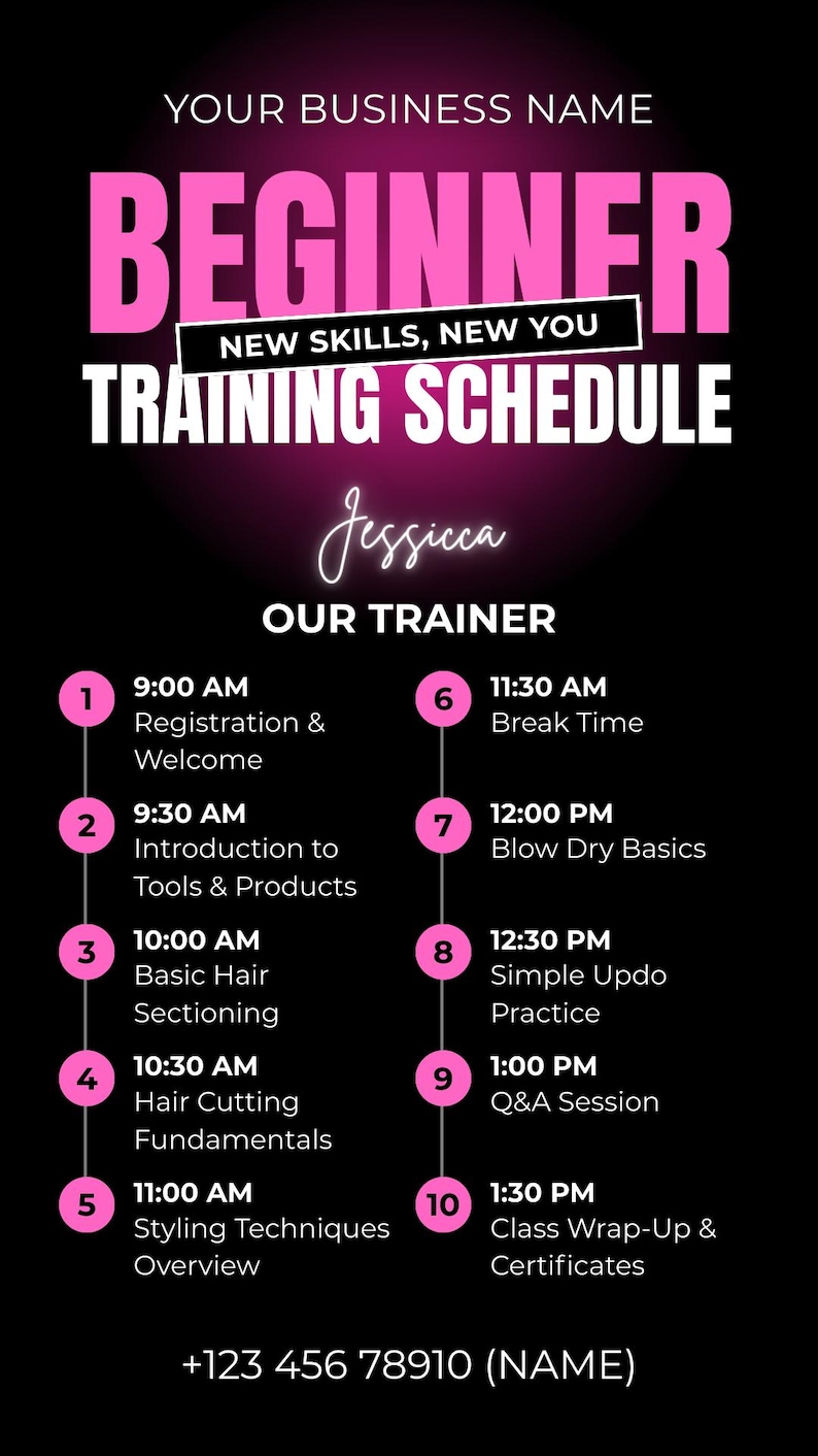 Salon Training Schedule IG Template for Instagram Story and Post, Hair ...