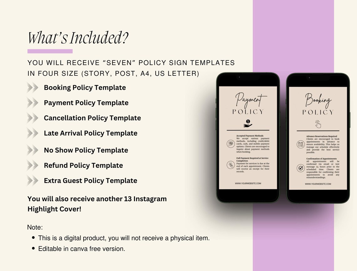 Booking Policy Template Canva for Beauty Salon Business Term and ...