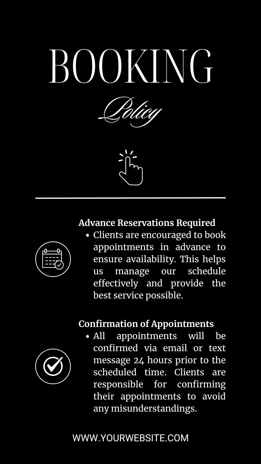 Booking Policy Template Canva, Salon Terms & Conditions, Instagram ...