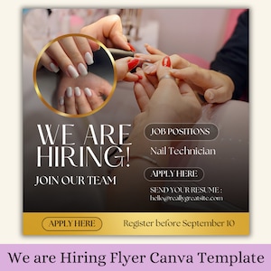 We Are Hiring Flyer for Beautician Nail Tech Technician Job Opening ...