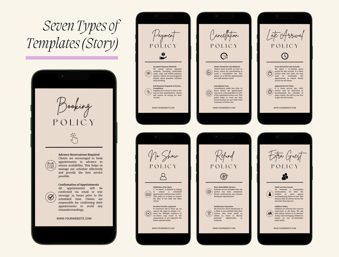 Booking Policy Template Canva for Beauty Salon Business Term and ...