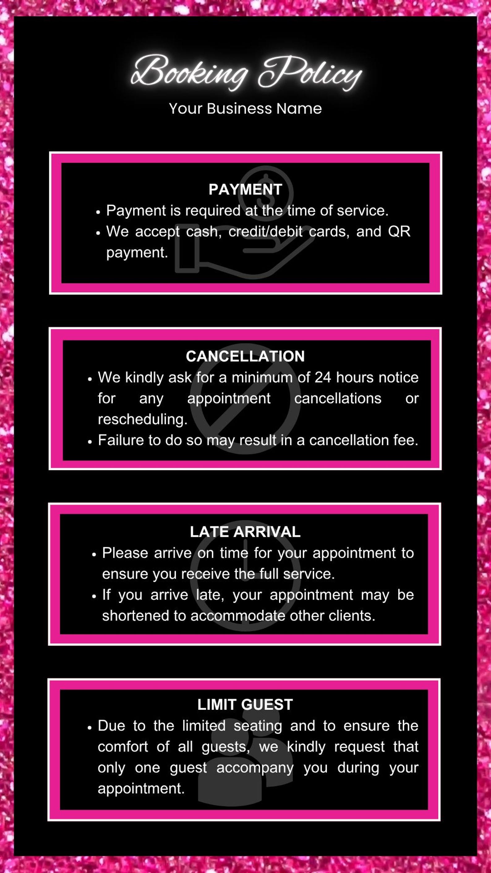 Editable Booking and Cancellation Policy Template, Term and Condition ...