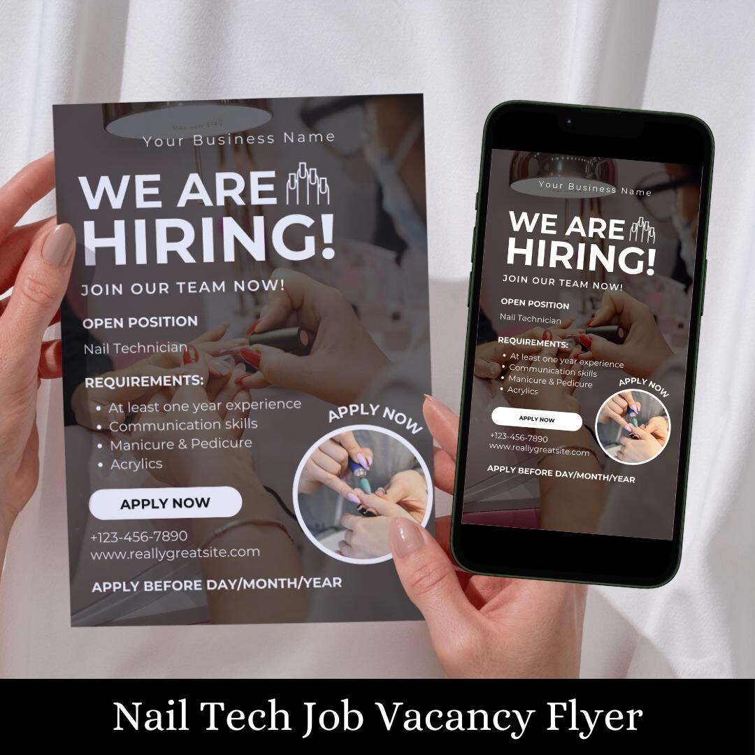 We Are Hiring Flyer Printable for Beautician Nail Tech Job Opening ...