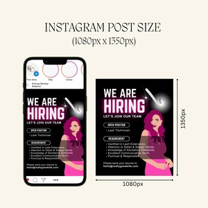We Are Hiring Pink Flyer for Beautician Lash Tech Salon Job Opening ...