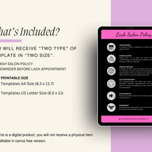 Printable Lash Booking and Cancellation Policy Templates for Lash Tech ...