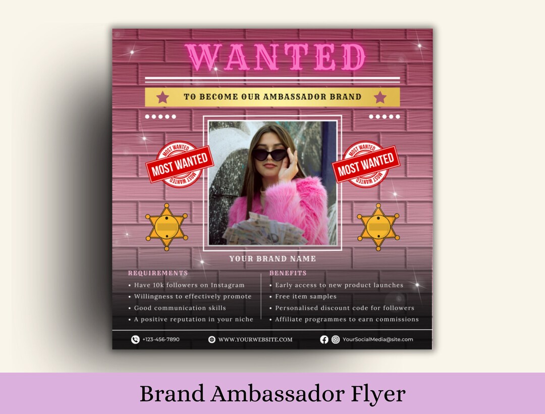 Editable Brand Ambassador Wanted Flyer Canva Template for Wax Hair ...