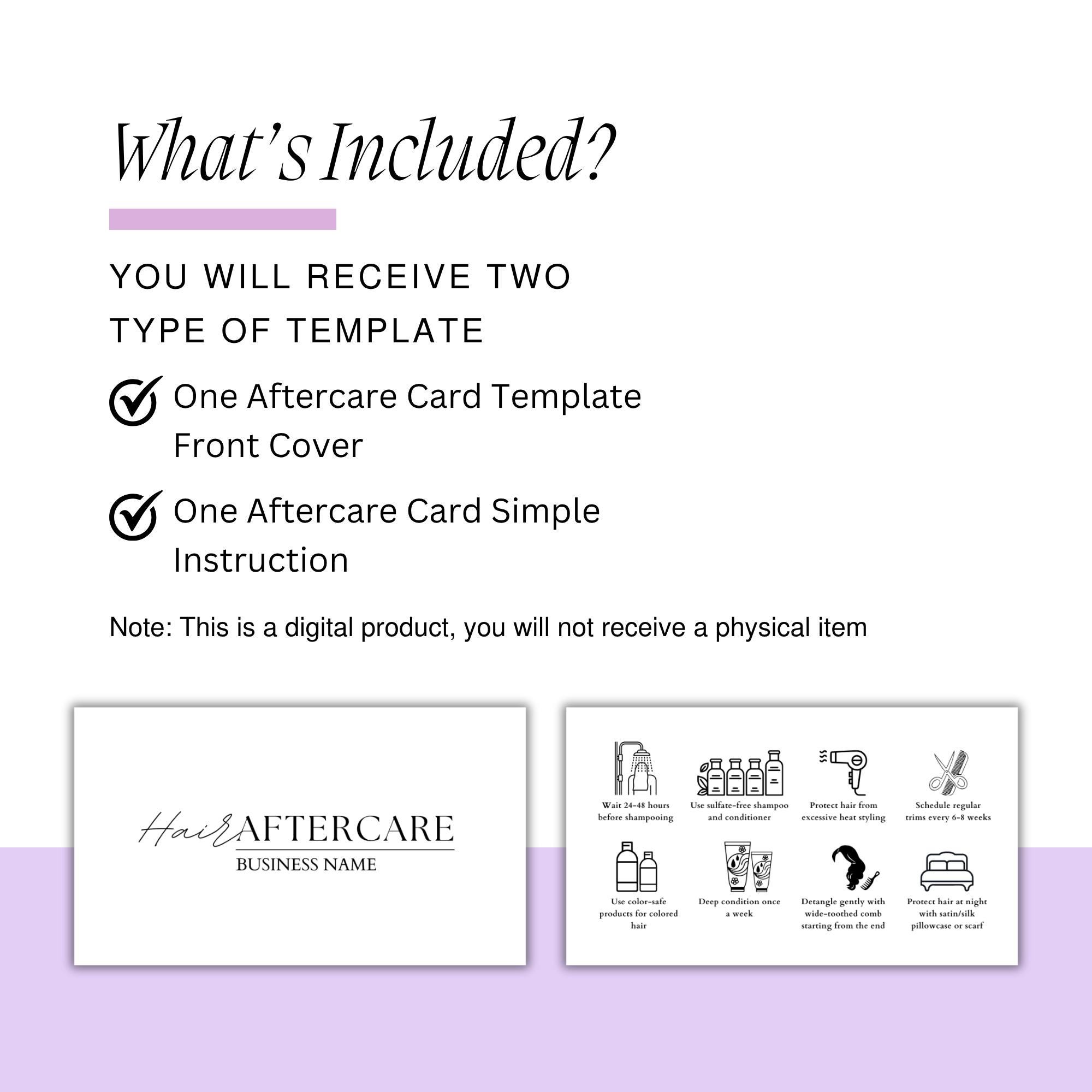 Printable Hair Aftercare Card Template Canva | Editable Client Care ...