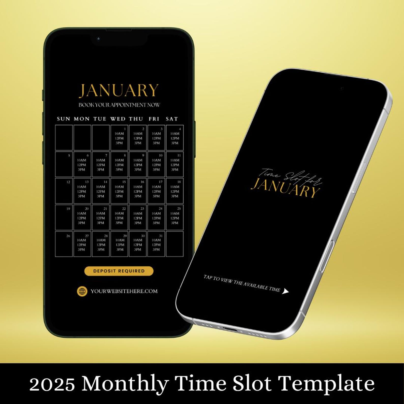 2025 Monthly Available Time Slot Black Gold Flyer Templates for Lash ...