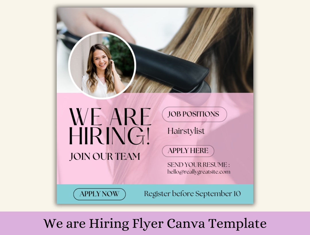 We Are Hiring Flyer for Beautician Hairstylist Salon Job Opening ...