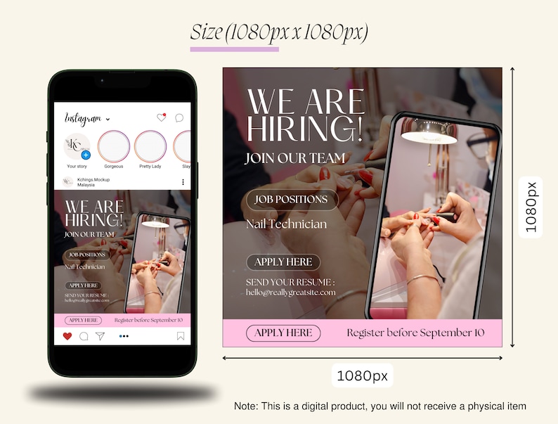 We Are Hiring Flyer for Beautician Nail Tech Technician Job Opening ...