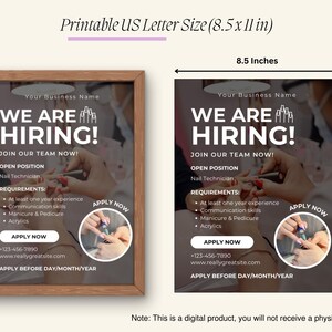 We Are Hiring Flyer Printable for Beautician Nail Tech Job Opening ...