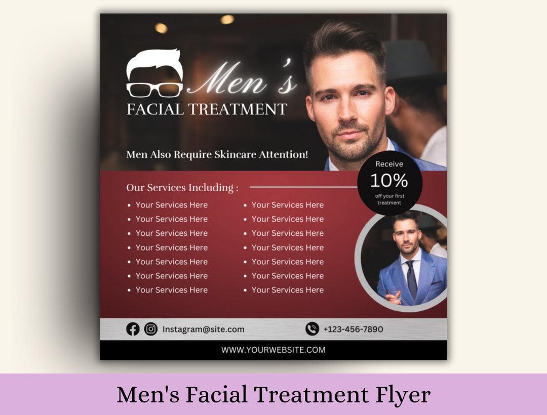 Editable Men Client Facial Specials Spa Treatment Deal Flyer Template ...