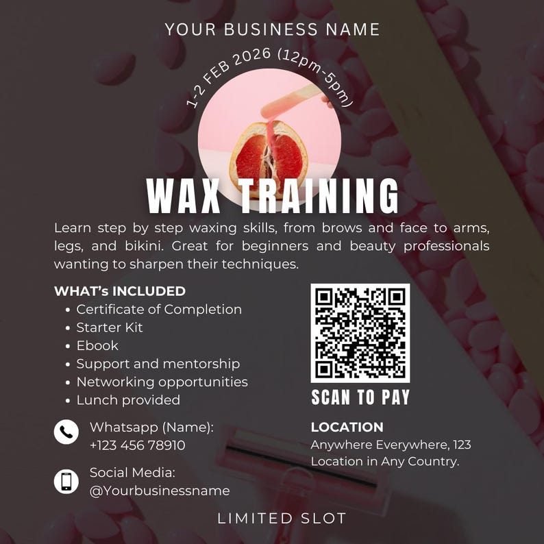 Wax Training Flyer Template | Printable & Instagram Story and IG Post ...