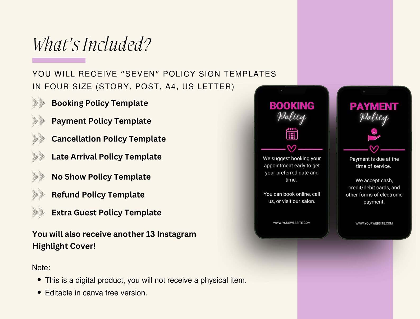 Booking Policy Canva Template, Printable Term and Condition for Beauty ...