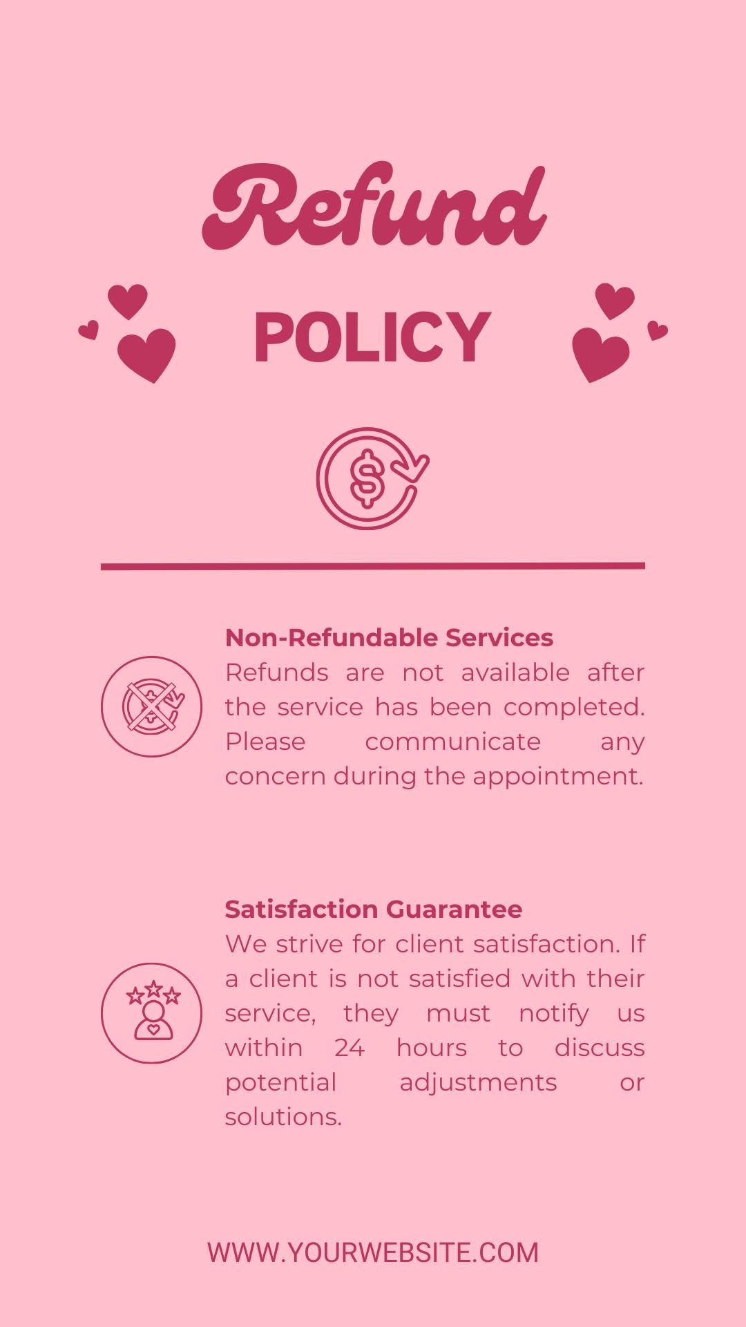 Booking Policy Template Pink Canva, Term and Condition, Cancellation ...