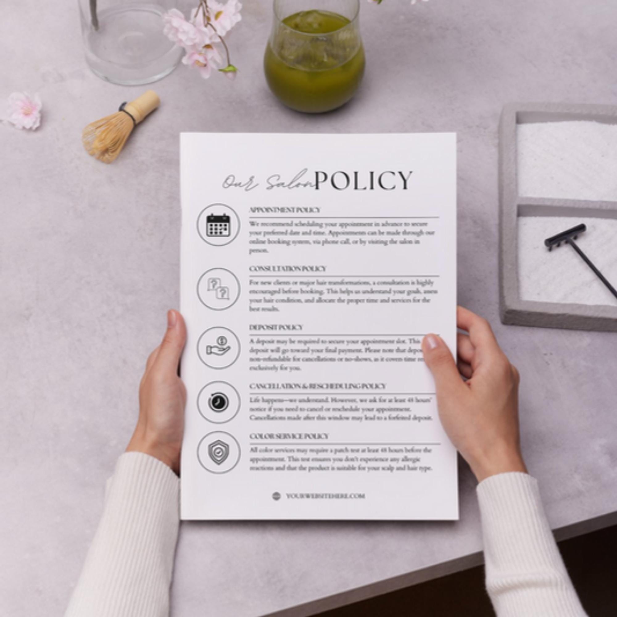 Printable Hair Salon Policy Template Canva | Editable US Letter Size ...