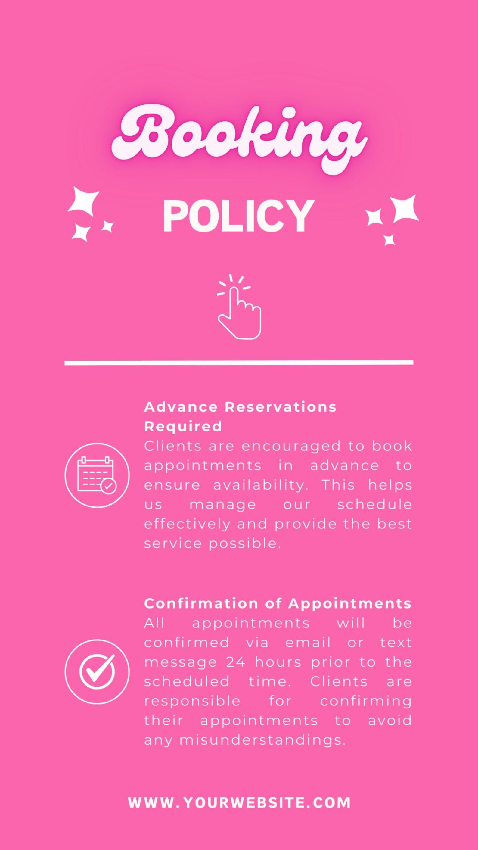 Booking Policy Template Pink Canva, Term and Condition, Cancellation ...