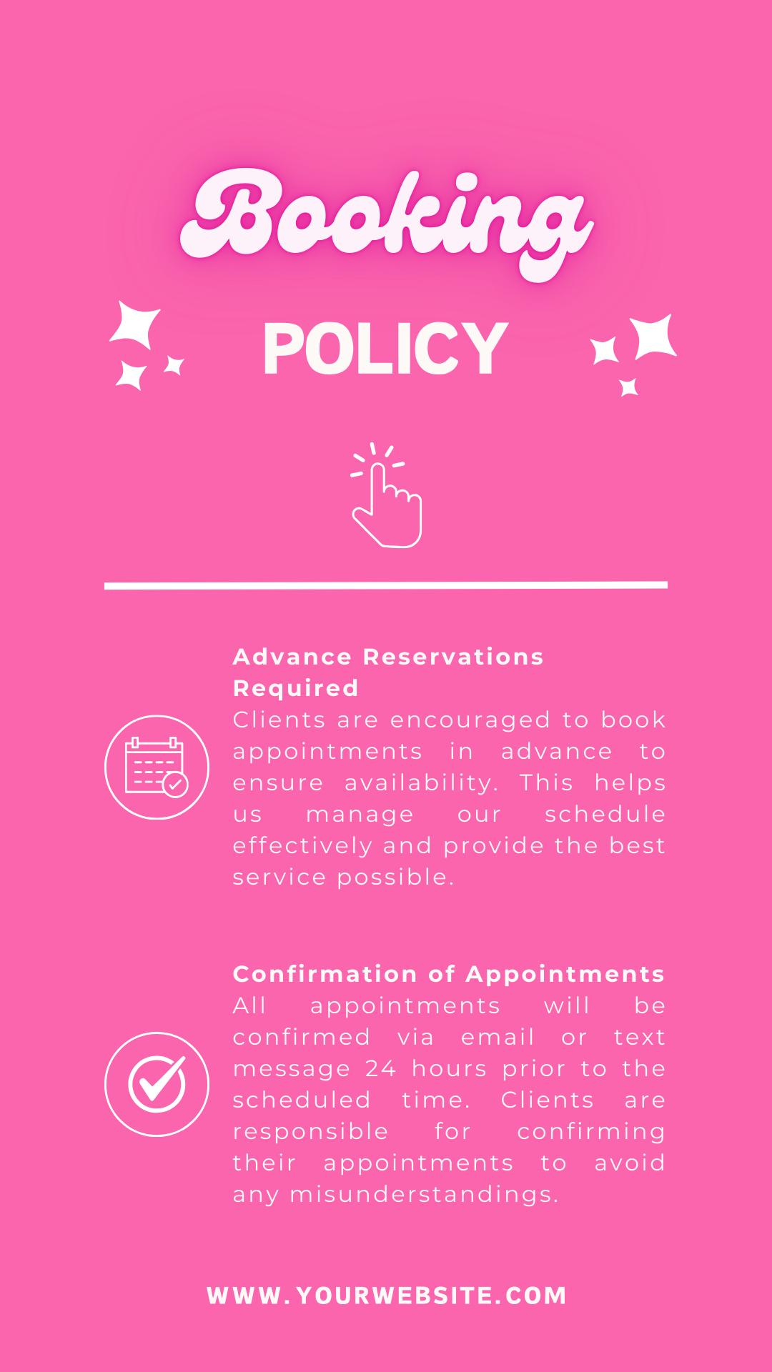 Booking Policy Template Pink Canva, Term and Condition, Cancellation ...