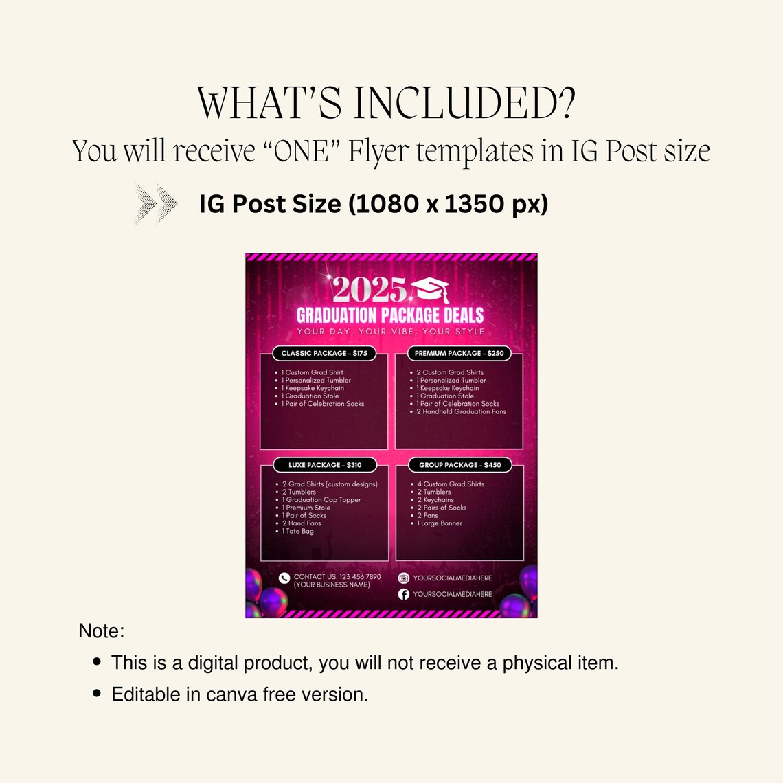 Graduation Package Deals Flyer Template for Canva | Social Media ...