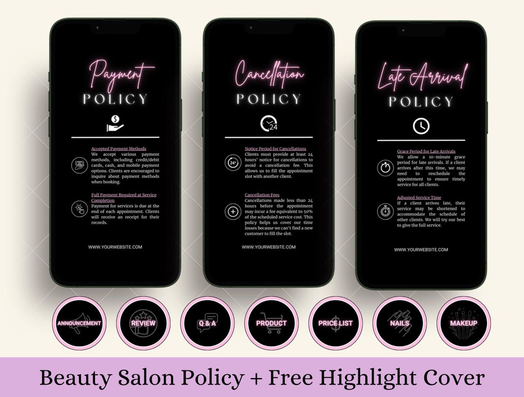 Booking Policy Template Canva for Beauty Salon Business Term and ...
