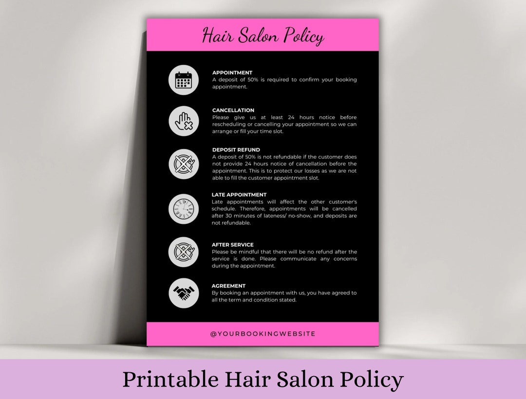 Printable Hair Booking and Cancellation Policy Templates for ...