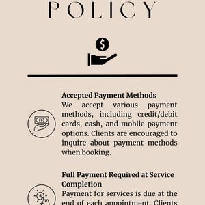 Booking Policy Template Canva for Beauty Salon Business Term and ...