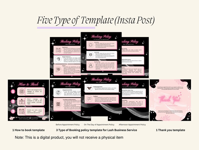 Nail Tech Booking and Cancellation Policy Editable Instagram Template ...