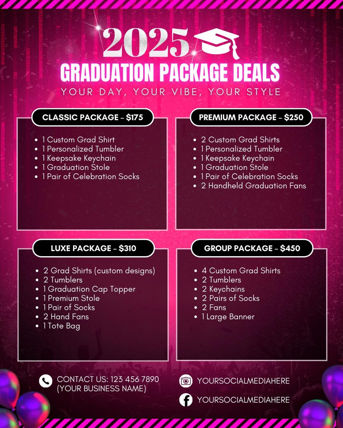 Graduation Package Deals Flyer Template for Canva | Social Media ...