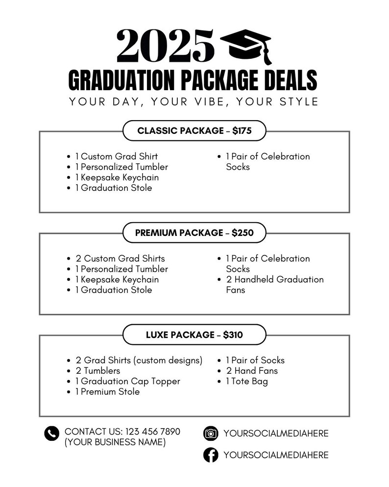 Graduation Package Deals Flyer Template for Canva | Social Media ...