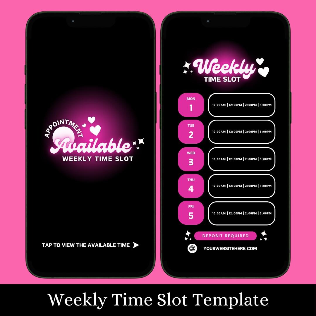 Weekly Time Slot Back Pink Template Canva, Social Media Instagram Story ...