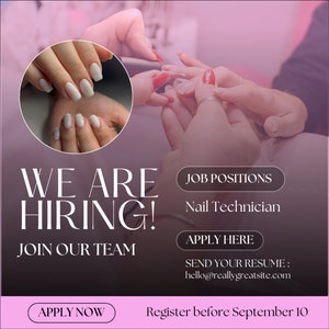 We Are Hiring Flyer for Beautician Nail Tech Technician Job Opening ...