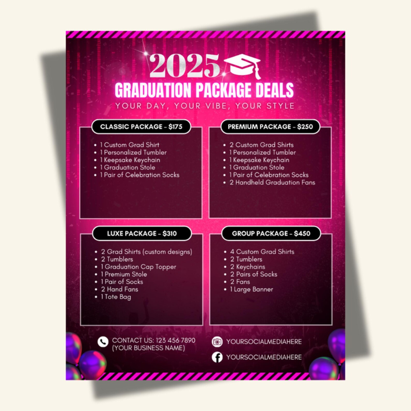 Graduation Package Deals Flyer Template for Canva | Social Media ...