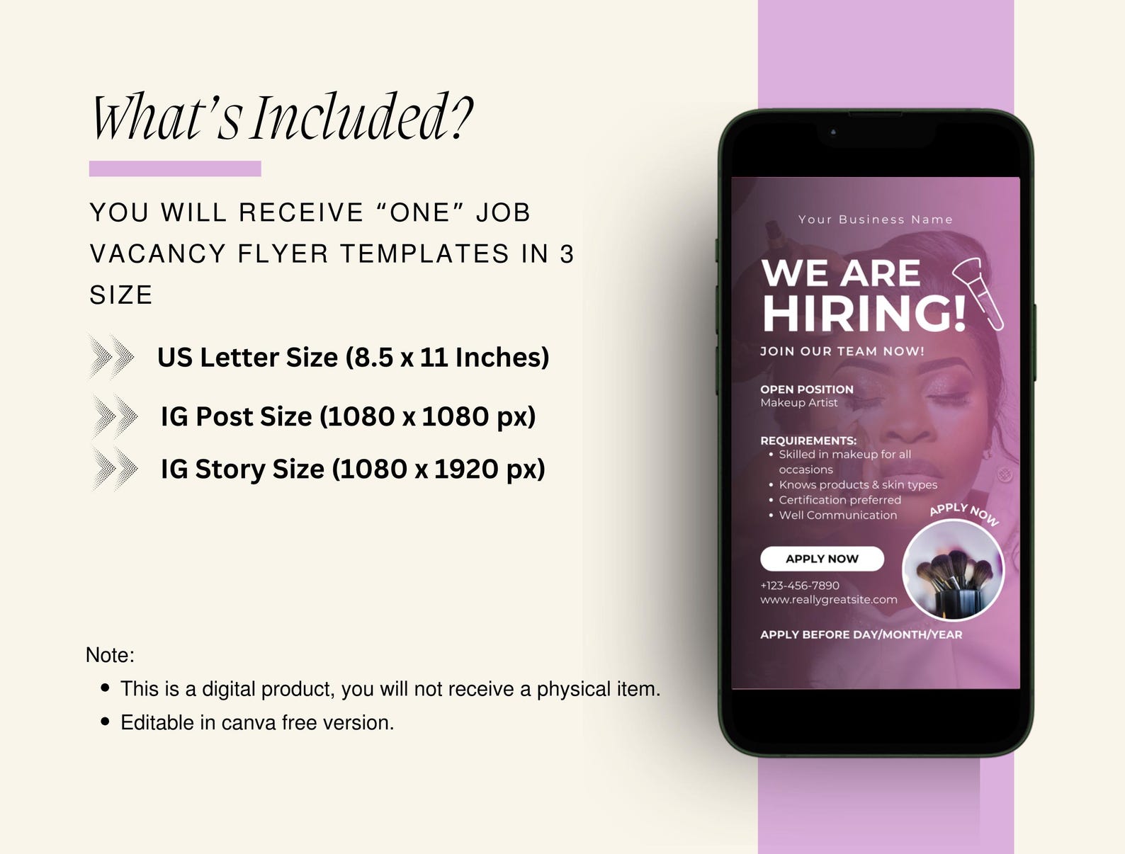 Makeup Artist We Are Hiring Printable Flyer for Beautician Salon Job ...