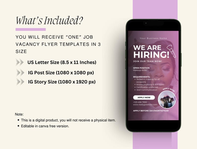 Makeup Artist We Are Hiring Printable Flyer for Beautician Salon Job ...