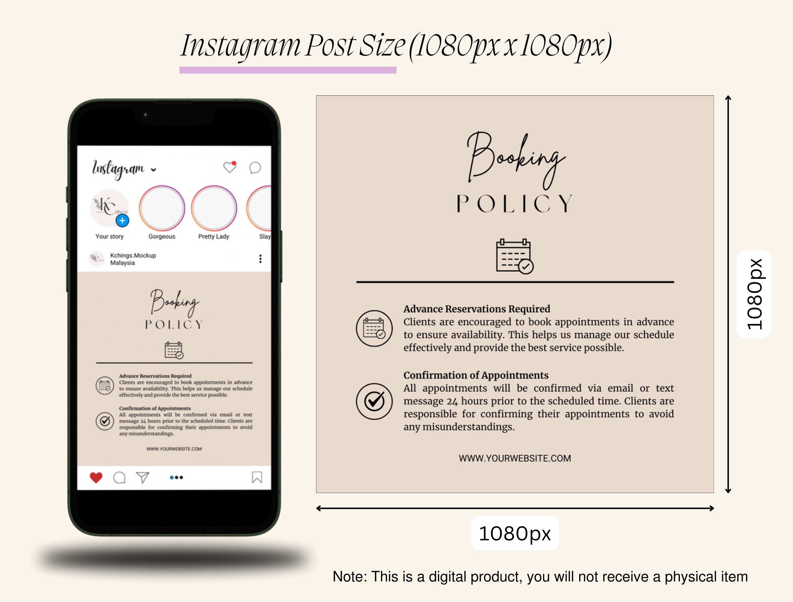 Booking Policy Template Canva for Beauty Salon Business Term and ...
