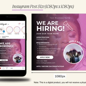 Makeup Artist We Are Hiring Printable Flyer for Beautician Salon Job ...
