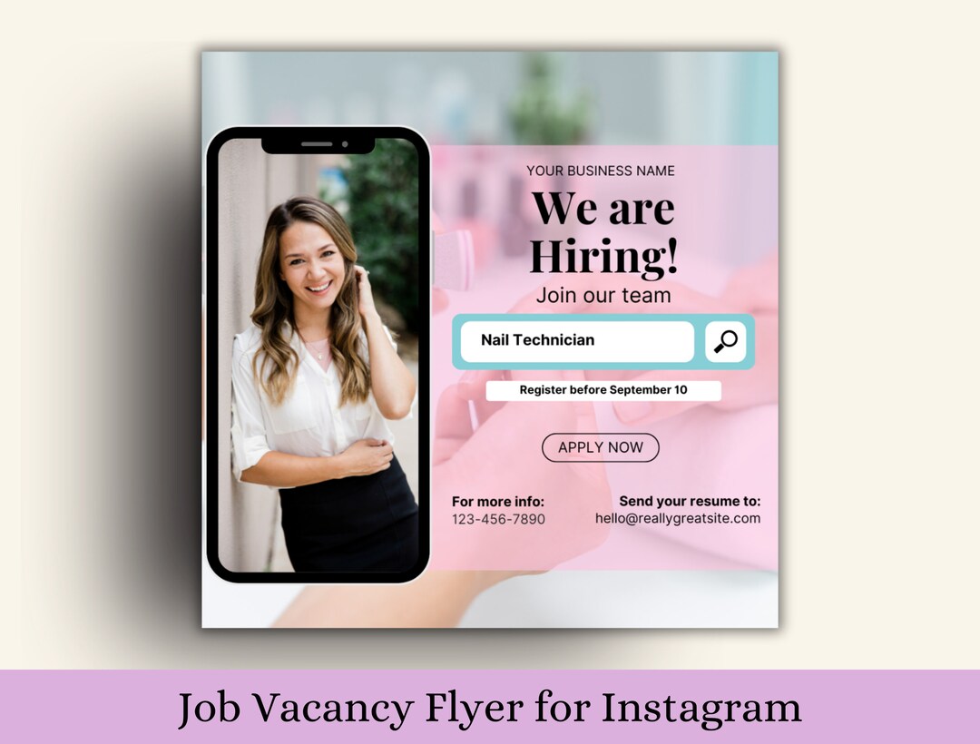 We Are Hiring Flyer for Beautician Nail Lash Hairstylist Job Opening ...