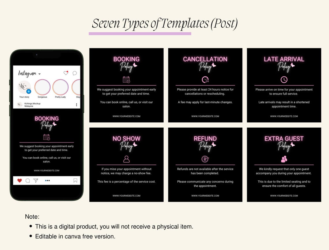 Cancellation Policy Canva Template, Printable Term and Condition for ...