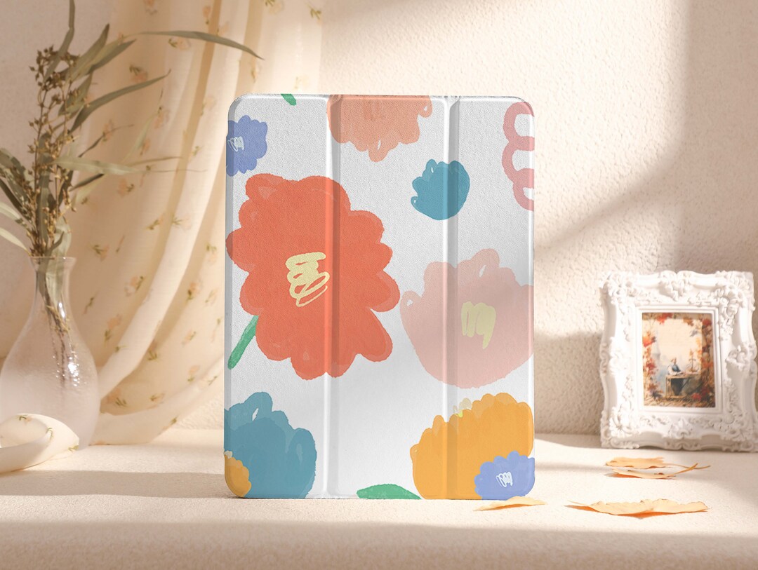 Lovely Flower Doodle iPad Case, iPad Pro 11" 13"case 2024, iPad Air 11 ...