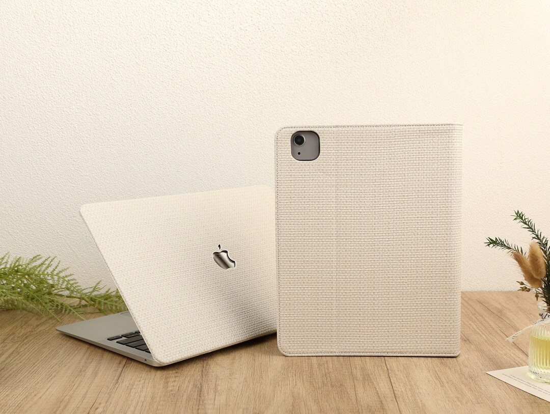 Woven Beige Leather iPad Case, iPad Pro 11" 13" 2026/2025, iPad Air 8,7 ...