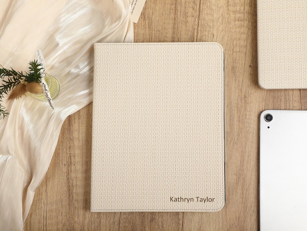 Woven Beige Leather iPad Case, iPad Pro 11" 13" 2026/2025 Case, iPad ...