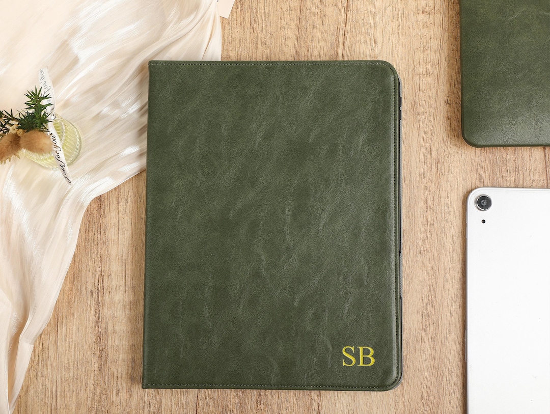Retro Green Leather iPad Case, iPad Pro 11" 13" 2026, iPad Air 6 ,5, 4 ...