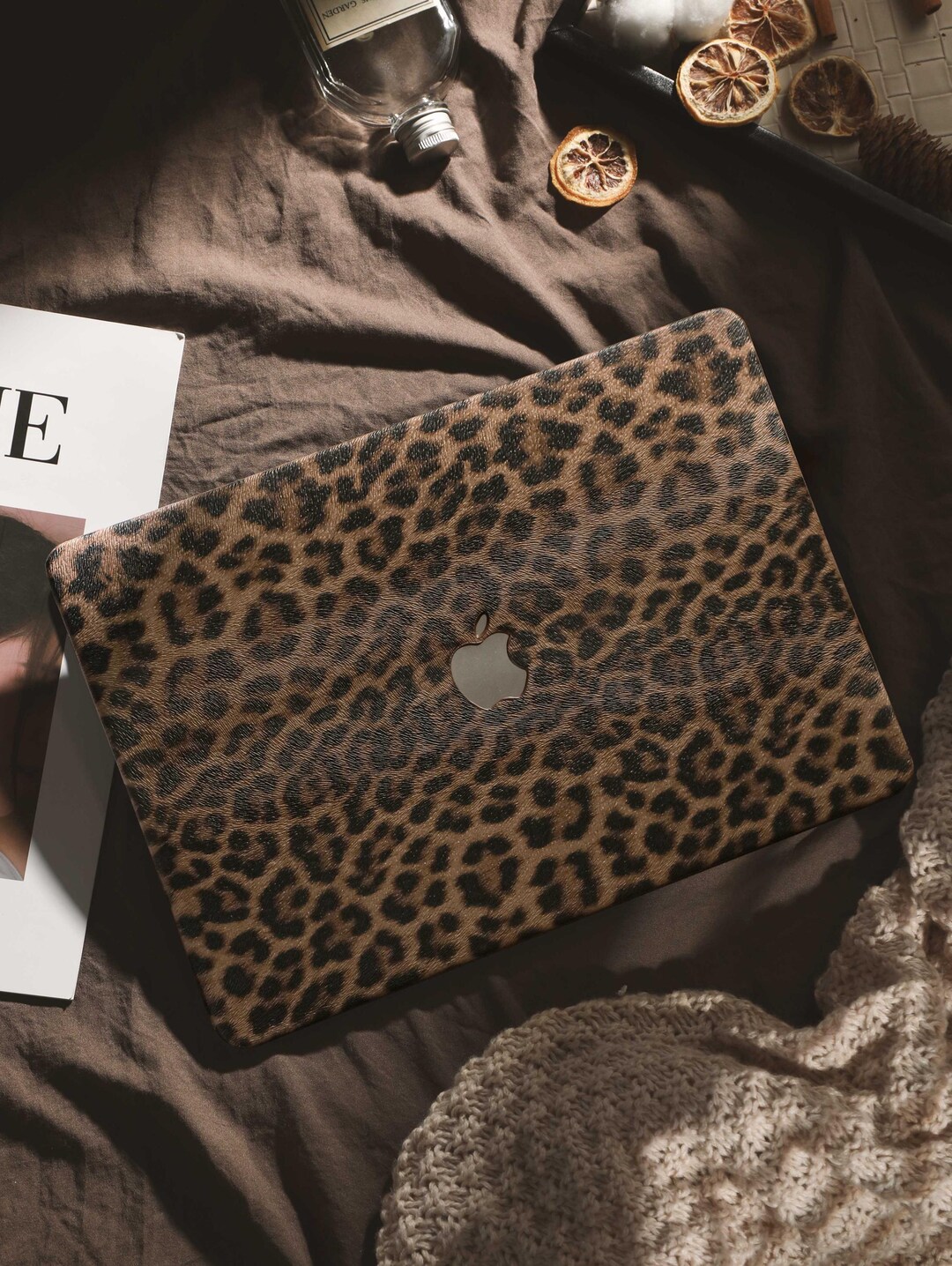 Personalized Retro Leopard MacBook Case, Custom Luxury Leather Laptop ...