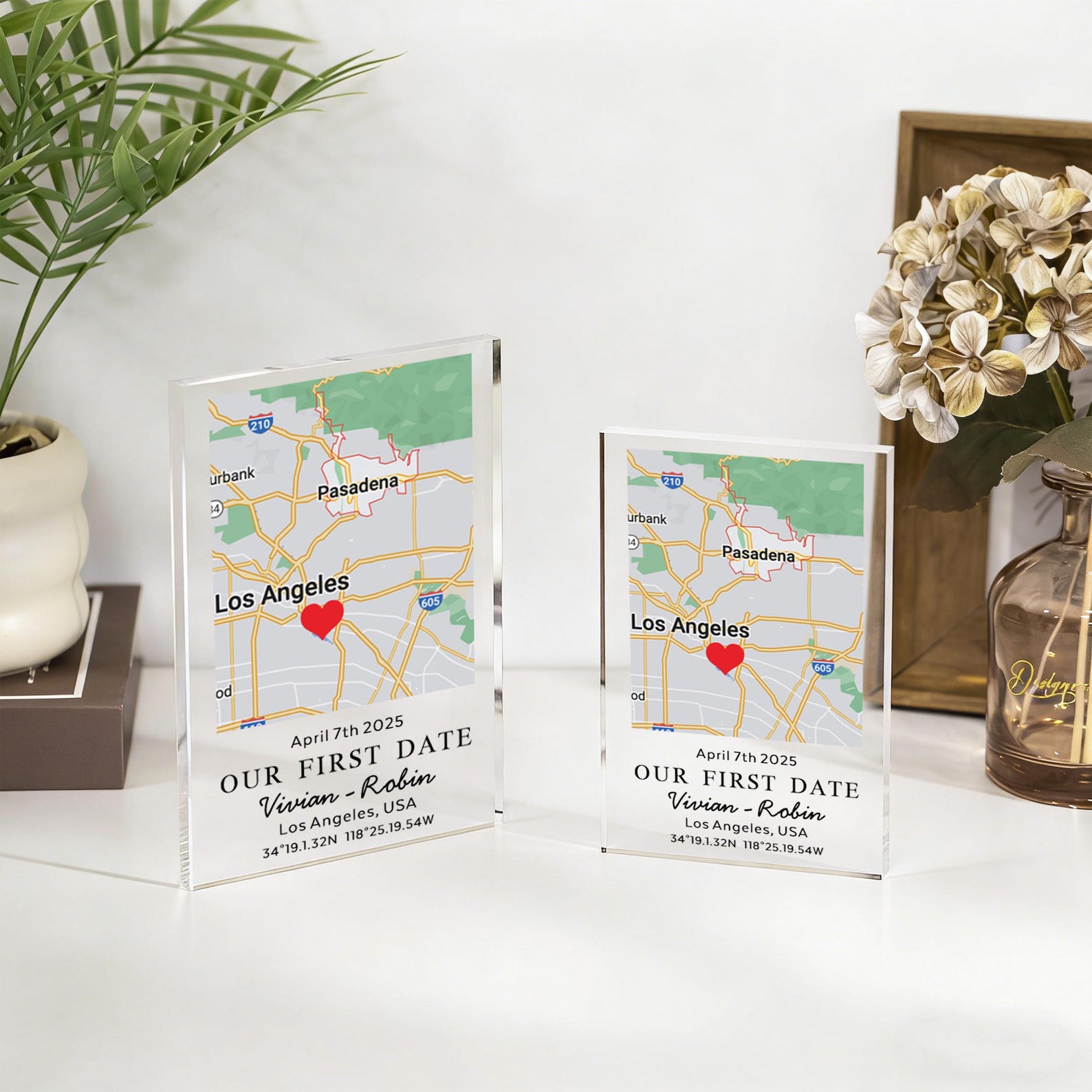 Custom Acrylic Map Plaque,personalized First Date Map Block,valentines ...