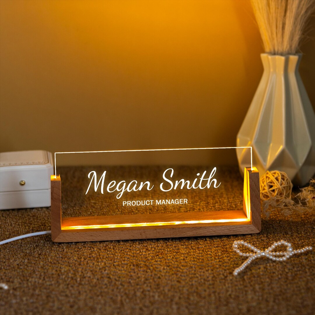 Personalized Desk Name Plate,custom Lighted Name Sign,acrylic Name ...