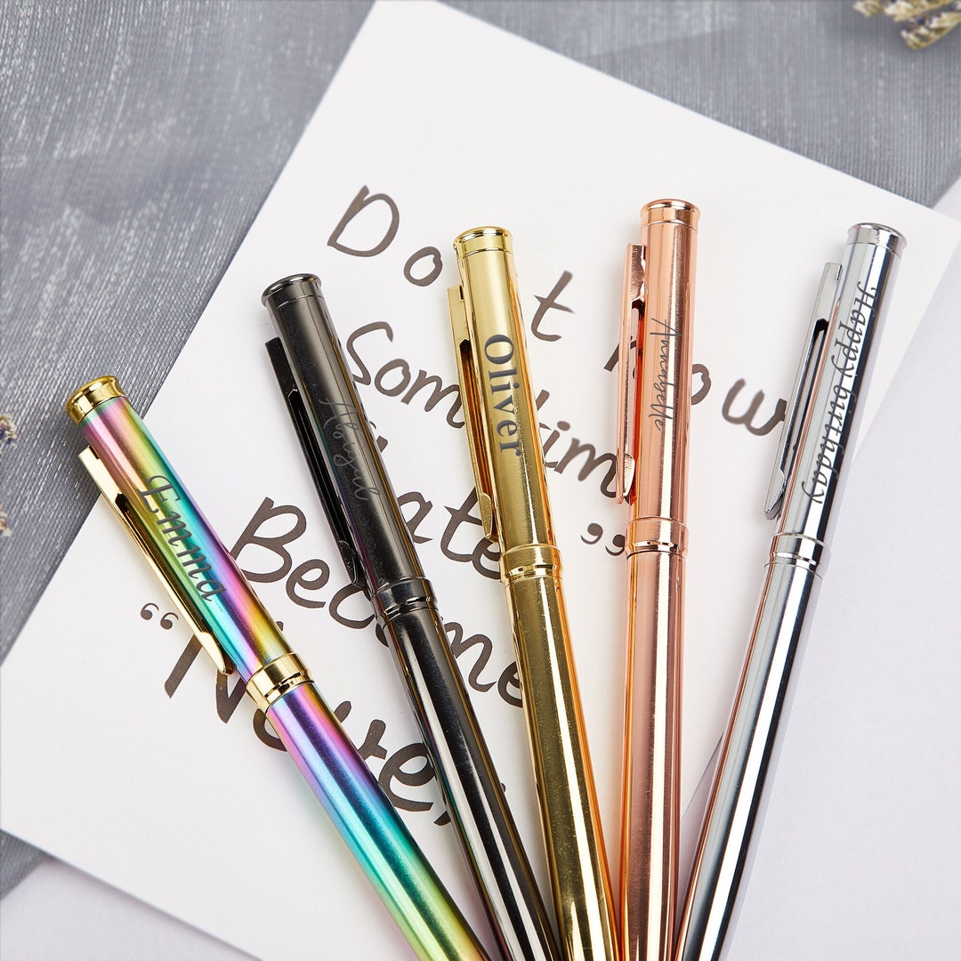 Engraved Metal Slimline Pensgoldsilver Ball Point - Etsy