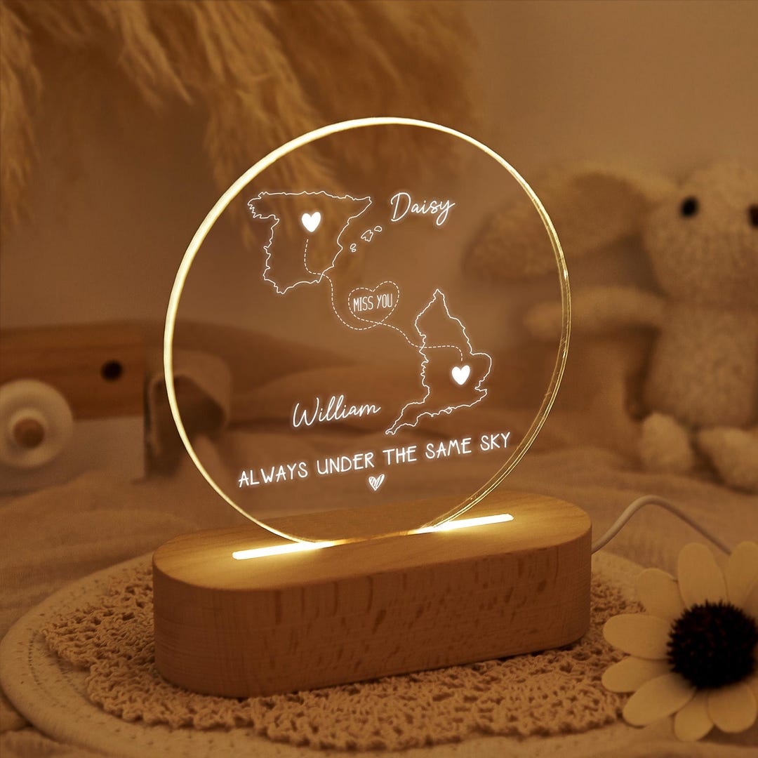 Personalized Two-state Map Night Light,any Two Countries,always Under ...